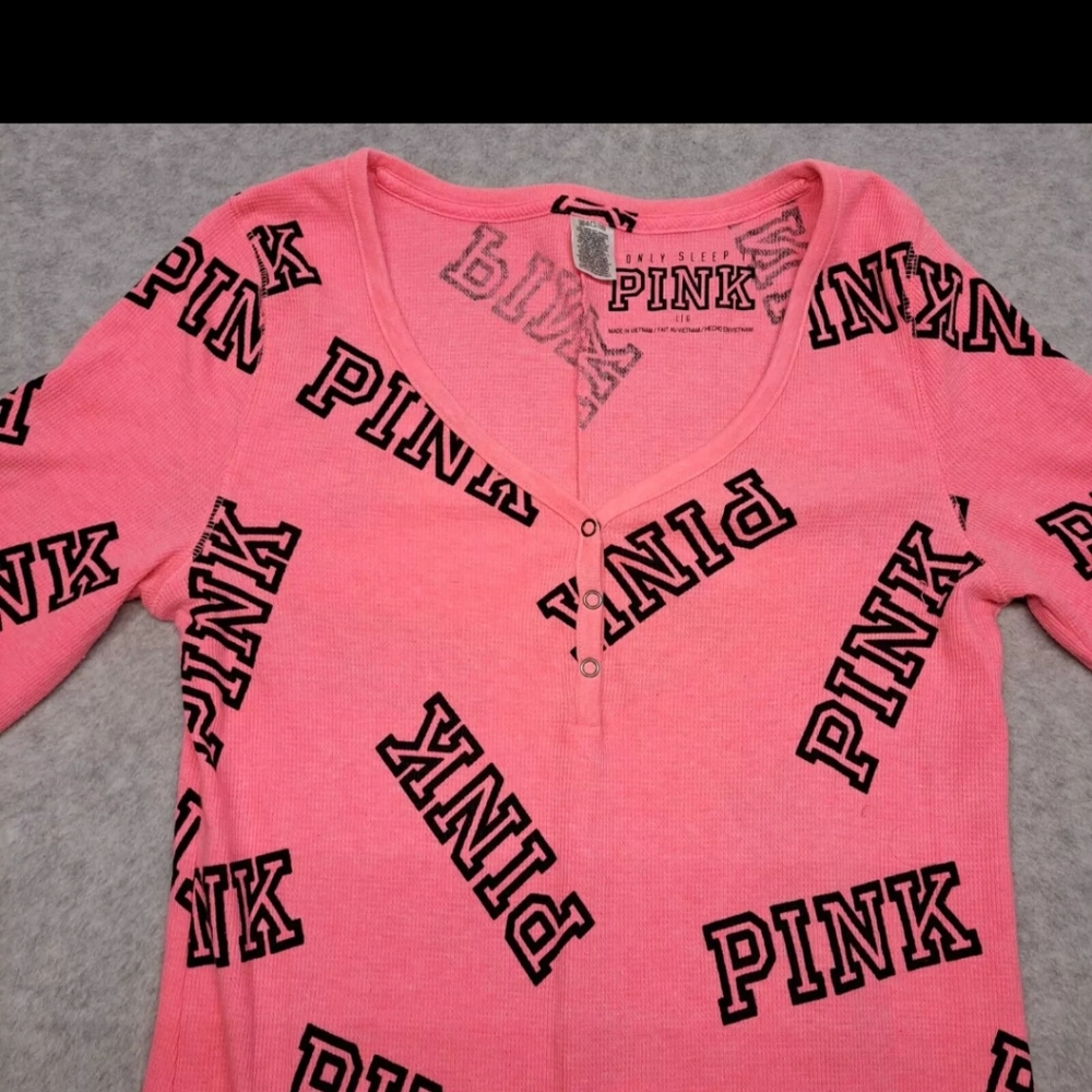 Victoria Secret Pink Thermal Onesie Button Butt - Gem